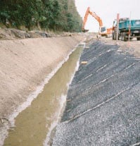 Erosion control of a car park trench